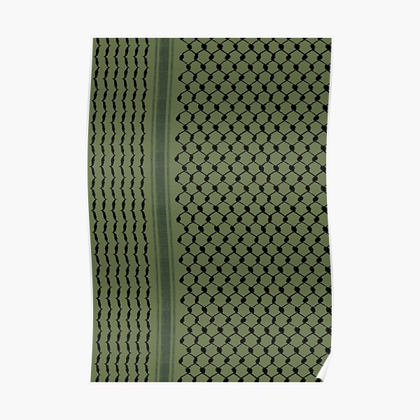 "Palestinian Hatta Kufiya Folk Pattern #2-Olive Green, Palestine Arabic ...