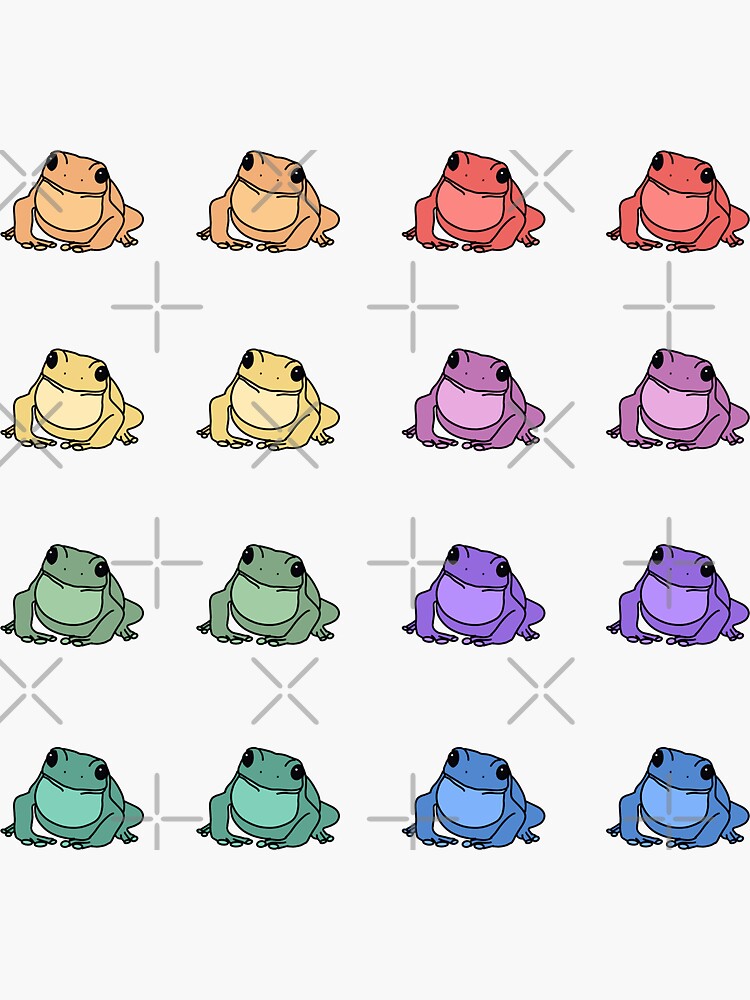 "Mini Rainbow Frogs Bundle" Sticker for Sale by JuneNostalgia | Redbubble