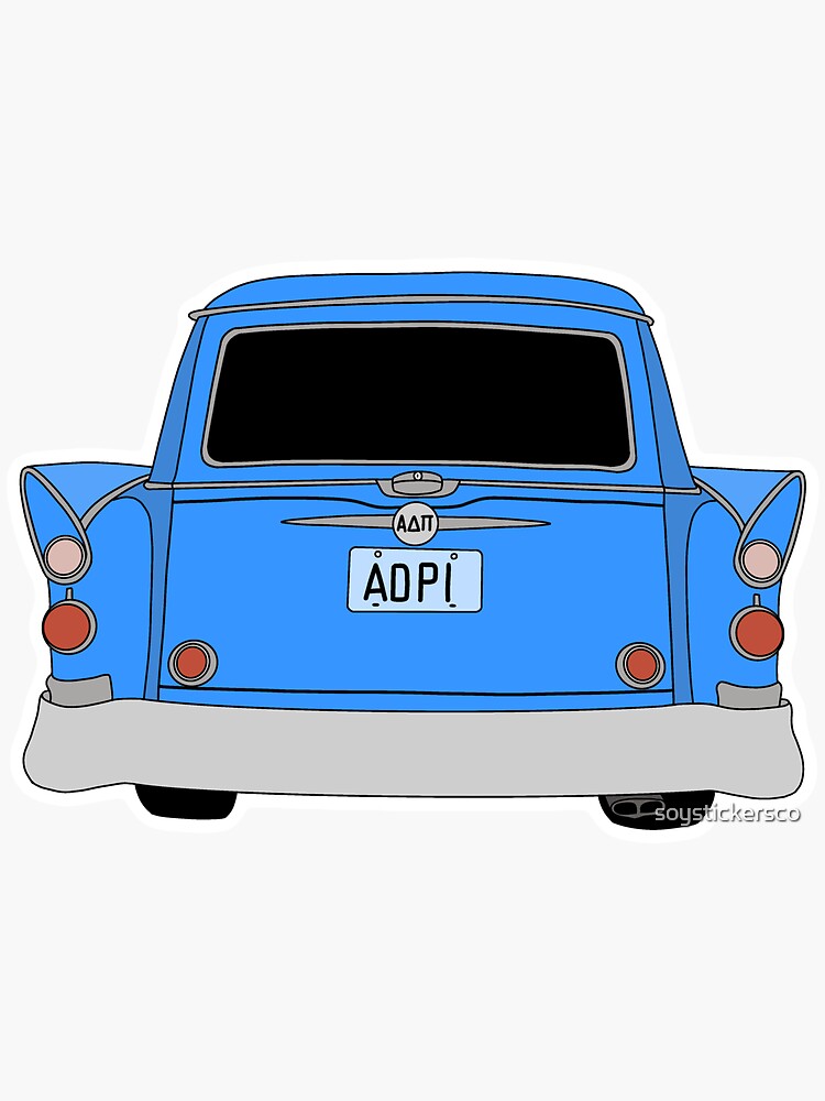 "ADPi Vintage Car" Sticker by soystickersco | Redbubble