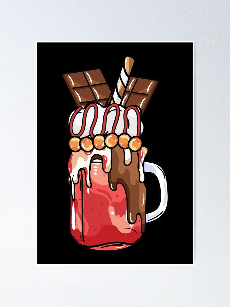 "Red Chocolate Monster Shake" Poster for Sale by NiftyTrinket | Redbubble