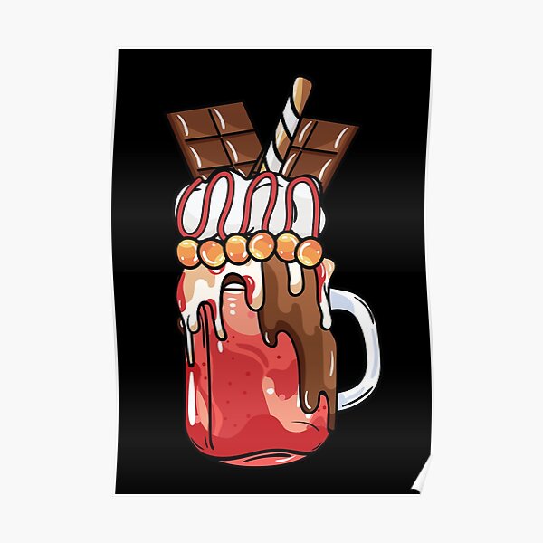 "Red Chocolate Monster Shake" Poster for Sale by NiftyTrinket | Redbubble