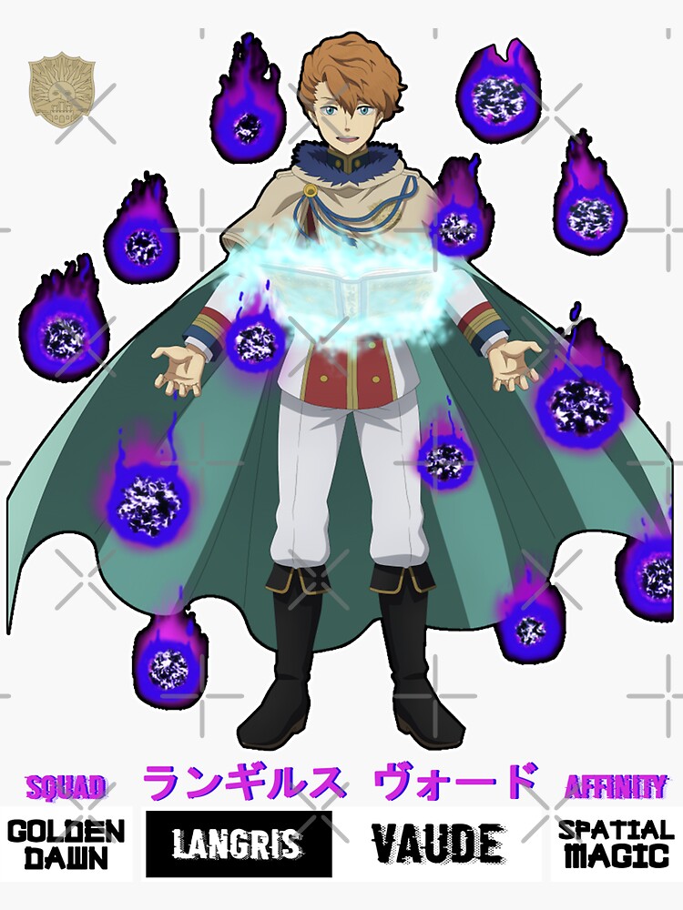 "Black Clover - Langris Vaude Shirt" Sticker for Sale by AnimeEmpirePH ...