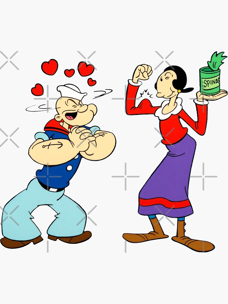 "Popeye & Olive | Eat Your Spinach Ladies" Sticker for Sale by BOYDEM ...