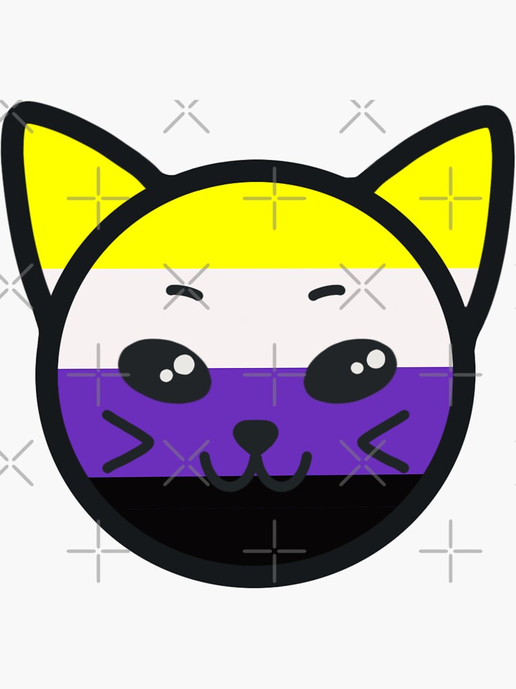 "Non-Binary Cat Face Sticker" Sticker by AngerOwl | Redbubble