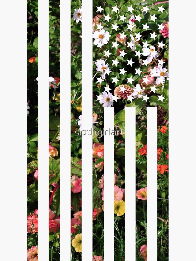 "Floral USA Flag" Sticker for Sale by slothgirlart | Redbubble