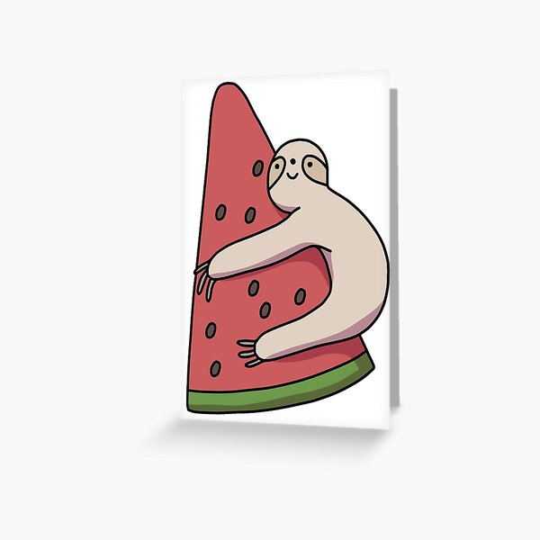 "Sloth and Watermelon" Greeting Card for Sale by line-on-line | Redbubble