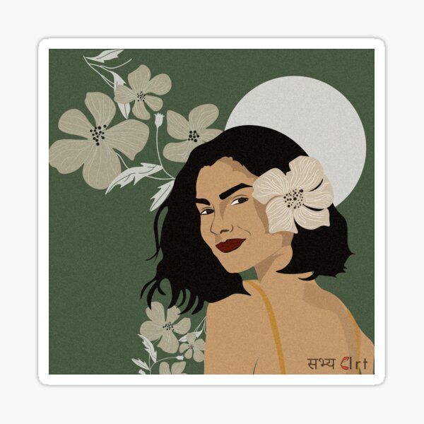 "Floral girl" Sticker for Sale by AnkitaKinikar01 | Redbubble