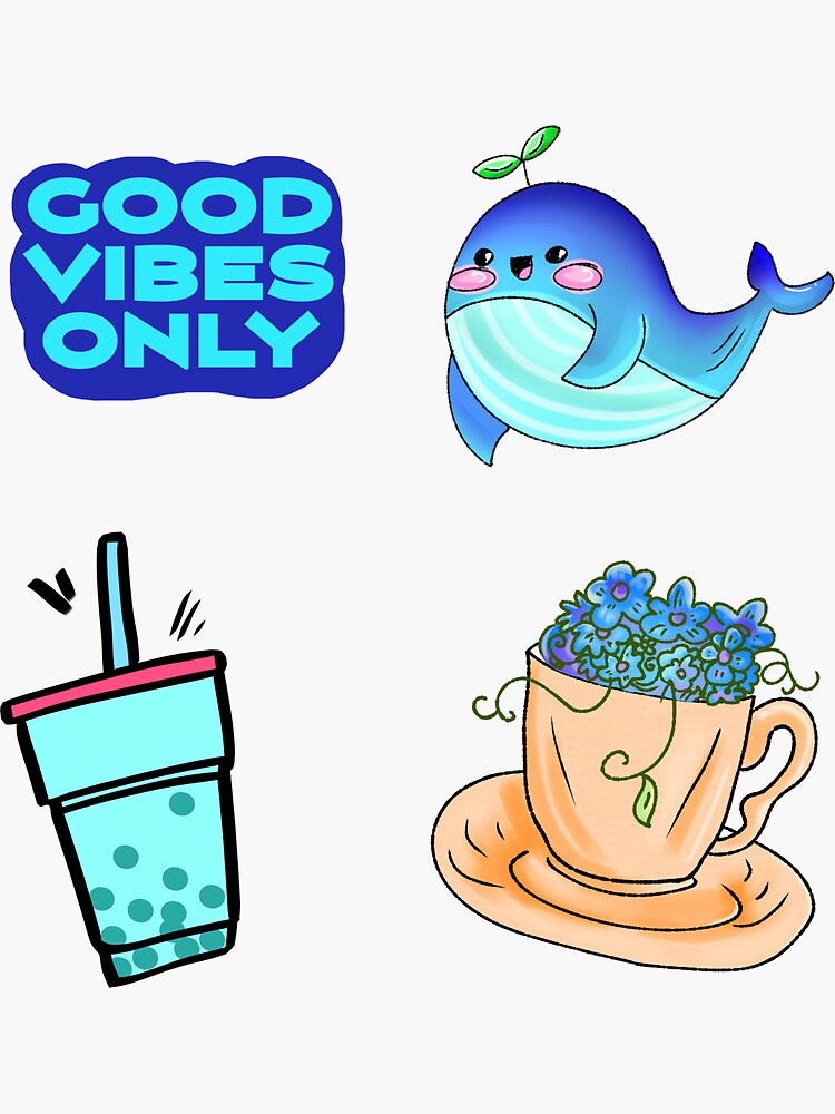 "Blue theme sticker pack " Sticker for Sale by peachyshop6 | Redbubble