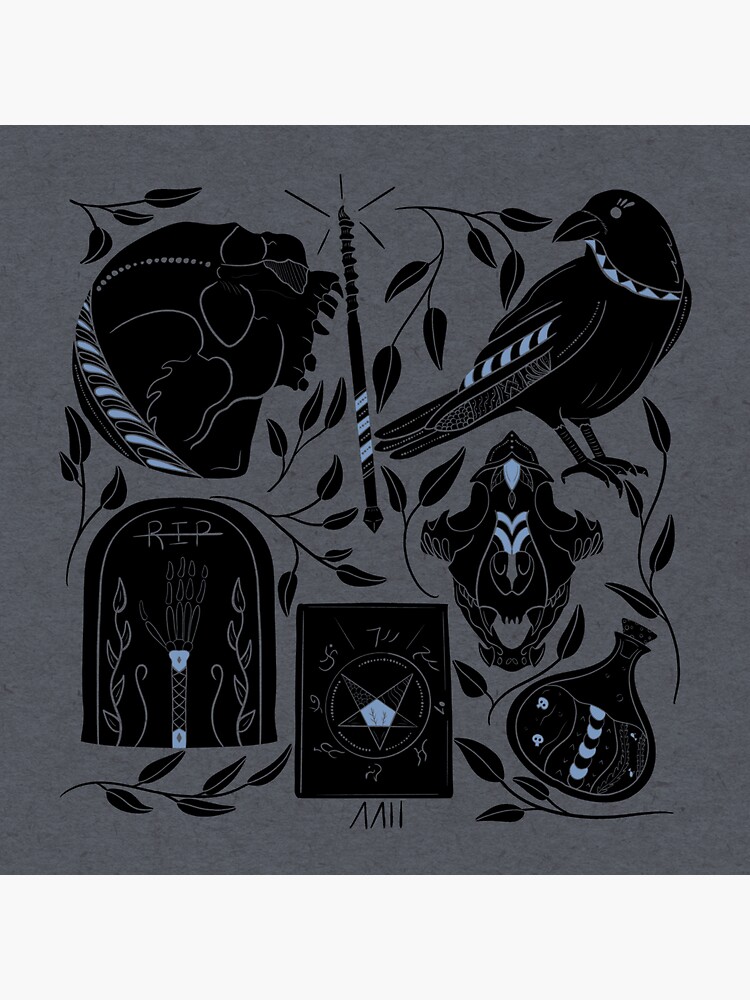 "Necromancer’s Desk" Sticker for Sale by HuntressStudios | Redbubble