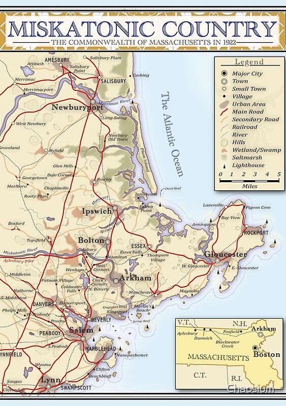 "Miskatonic Country Map" by Chaosium | Redbubble