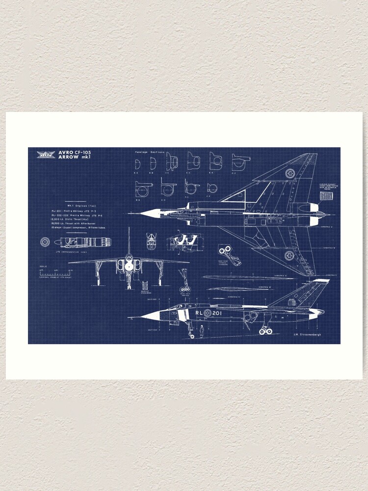 "Avro CF-105 Arrow Mk.1 Blueprint " Art Print for Sale by Aussiemandias ...