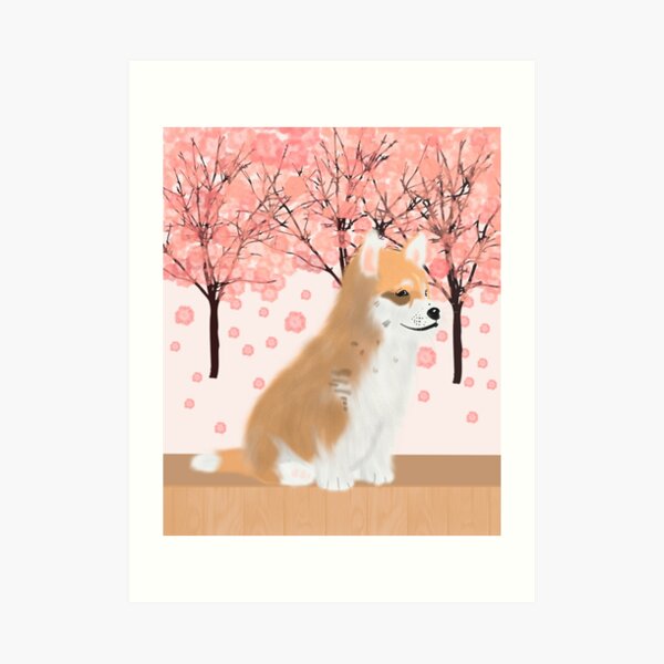 "Cute Japanese Shibainu Dog Under Sakura Tree - Shiba Inu - Cherry ...