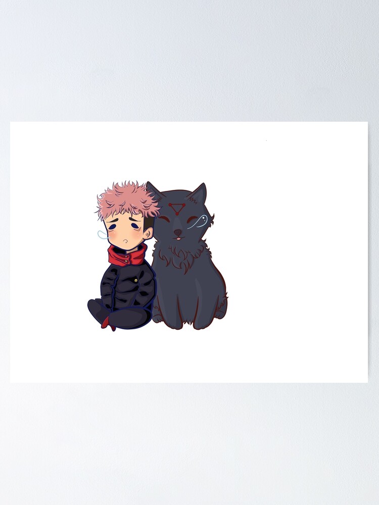 "Jjk - Yuji Chibi with divine dog" Poster for Sale by Iljira | Redbubble