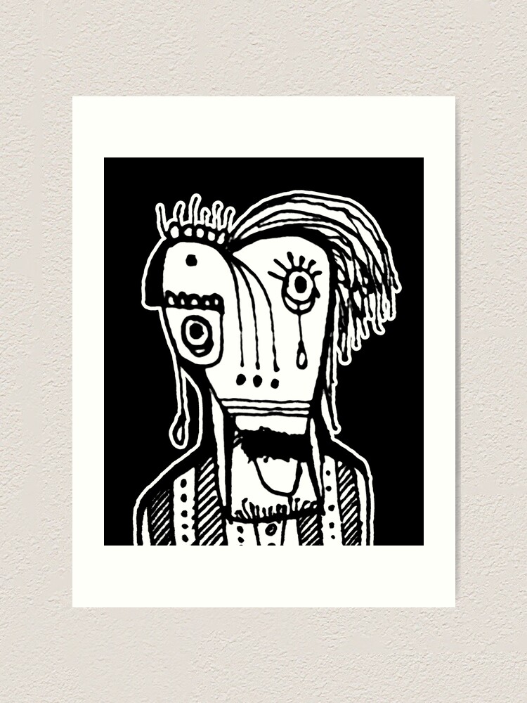 "Black and White Freaky Monster Drawing" Art Print by DFLCreative ...