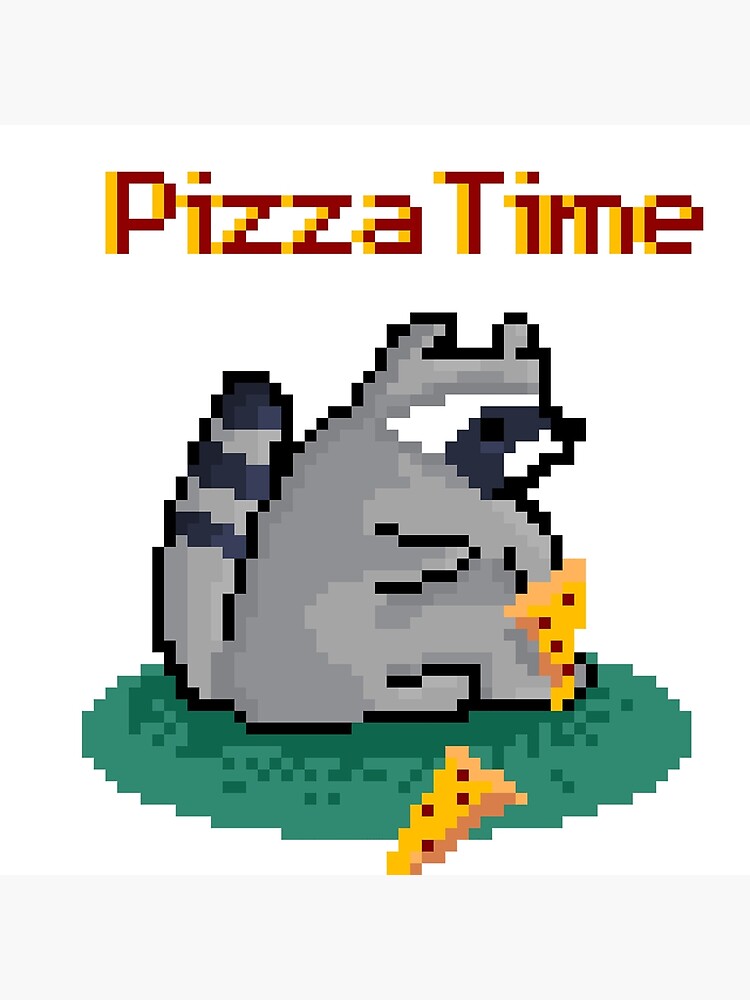 Póster «pixel art raccoon mapache pizza» de polica | Redbubble