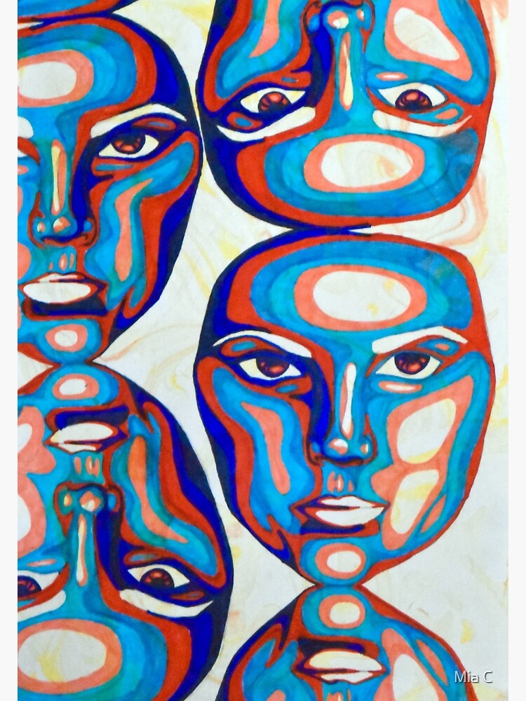 "Colorful Faces Portrait Pattern Drawing " Poster for Sale by Miamotto ...