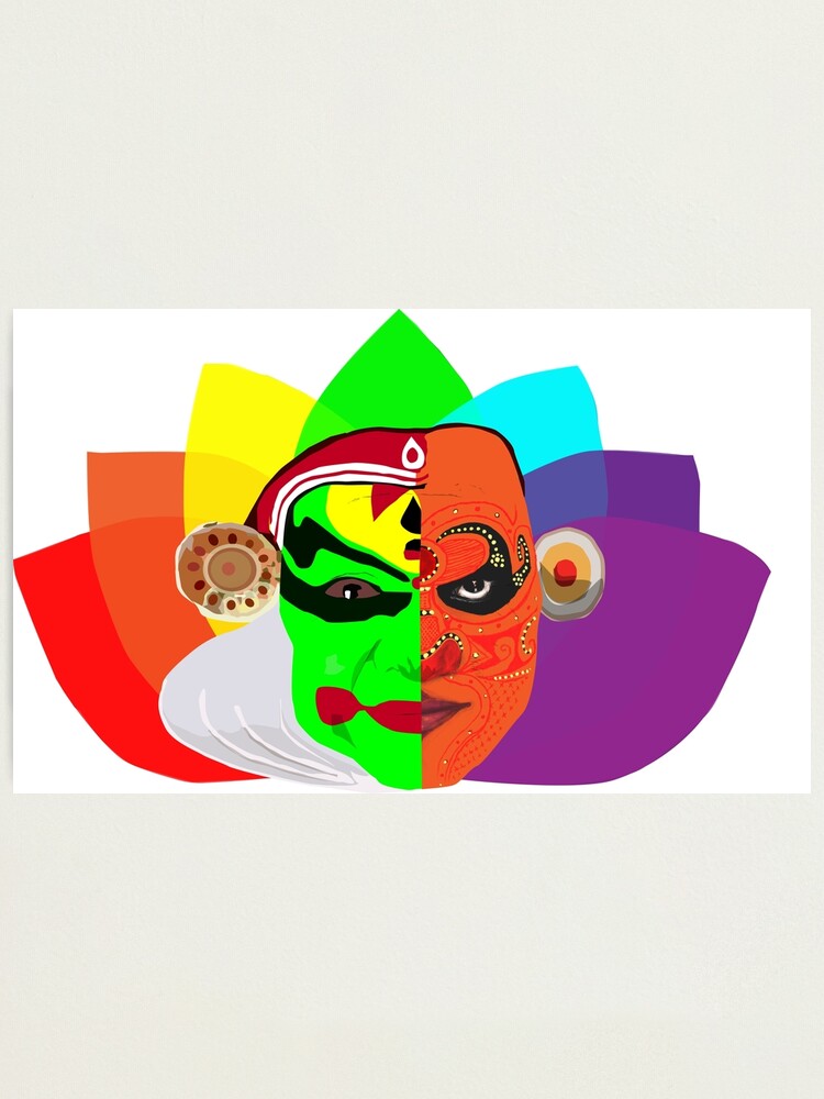 Impression photo « Kathakali et Theyyam font face à l'art avec un fond ...