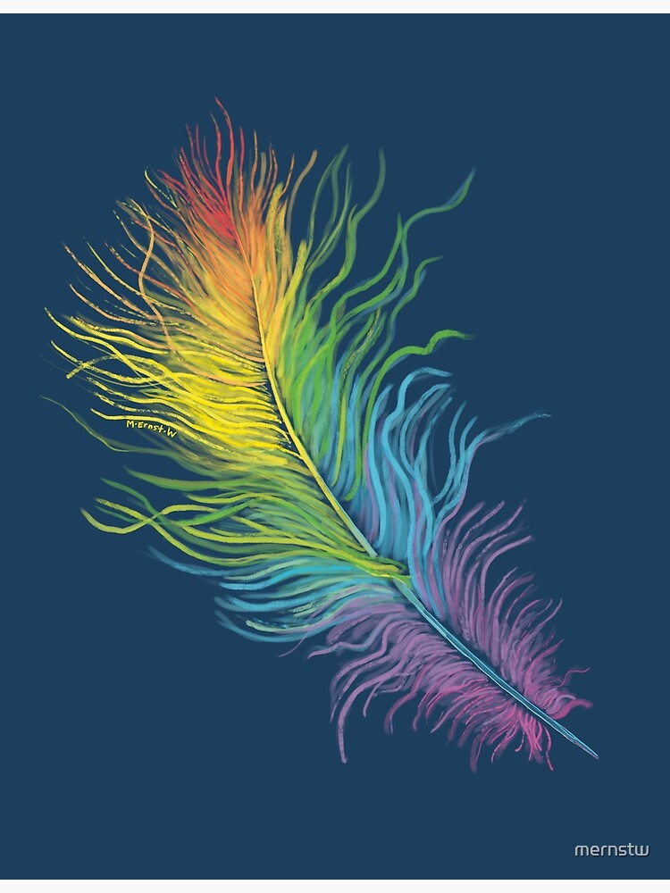 "Rainbow Feather-dark" Poster for Sale by mernstw | Redbubble