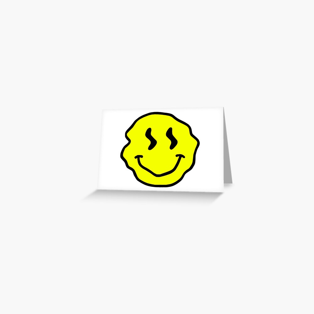 "Yellow y2k aesthetic trippy smiley face" Greeting Card by Agnetar ...
