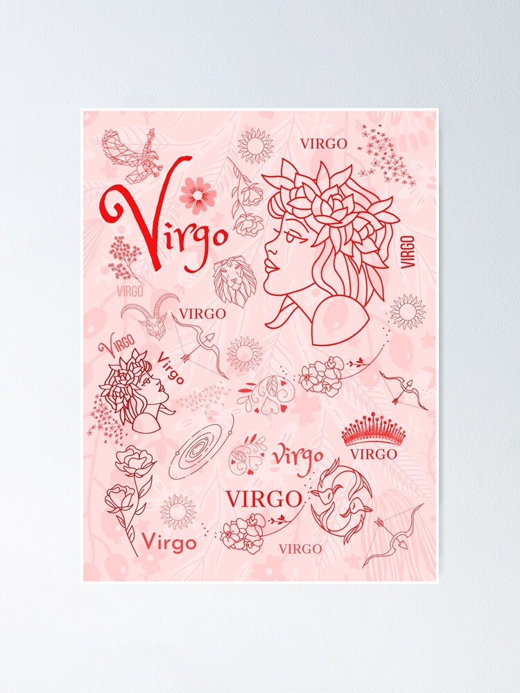 "Pink Virgo Zodiac Design Horoscope Design" Poster for Sale by ...