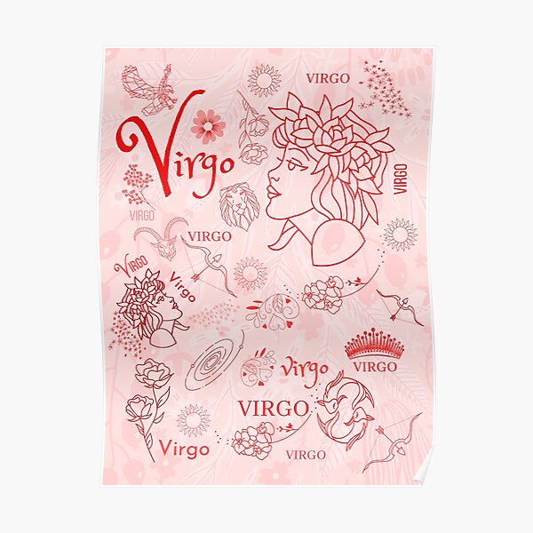 "Pink Virgo Zodiac Design Horoscope Design" Poster for Sale by ...
