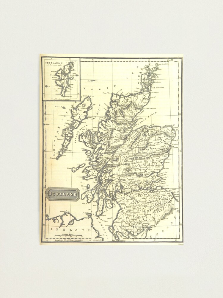 "Vintage Map of Scotland 1814" Photographic Print by yourscotland ...