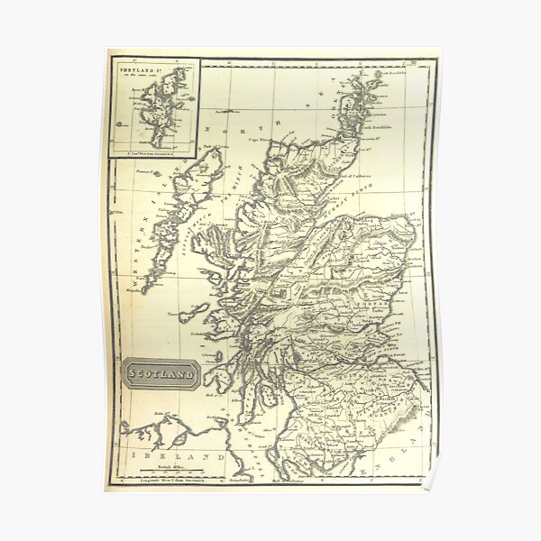 "Vintage Map of Scotland 1814" Poster for Sale by yourscotland | Redbubble
