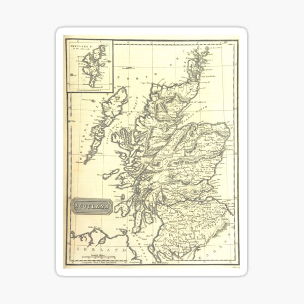 "Vintage Map of Scotland 1814" Sticker by yourscotland | Redbubble