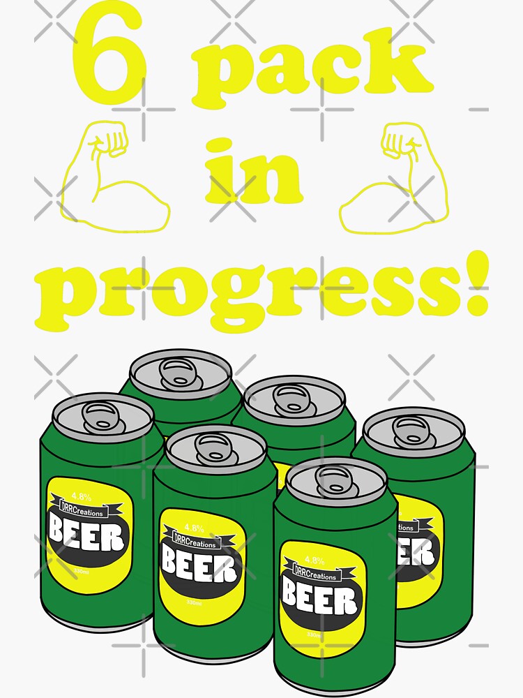 "6 pack in progress! Funny, joke workout design!" Sticker for Sale by ...