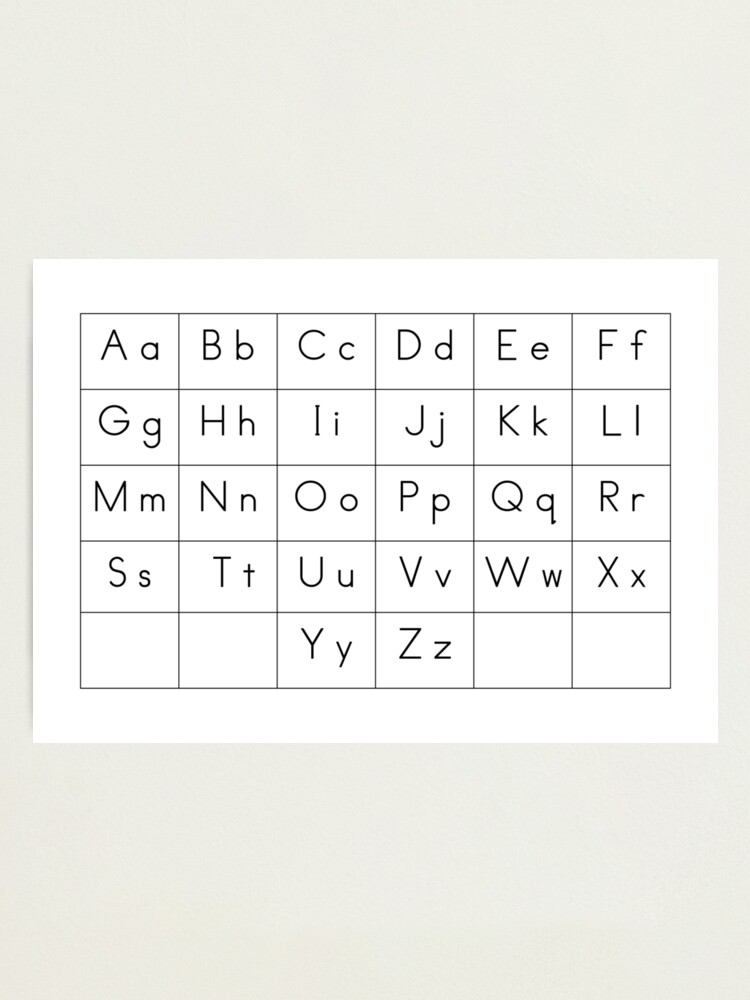 Lámina fotográfica «ABC print Tabla de escritura alfabética en ...