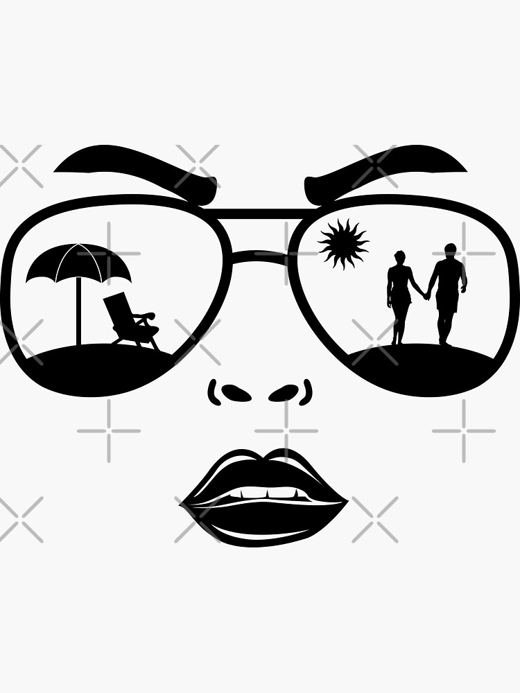 "Girl Face With Sunglasses" Sticker for Sale by NicoSvgShop | Redbubble