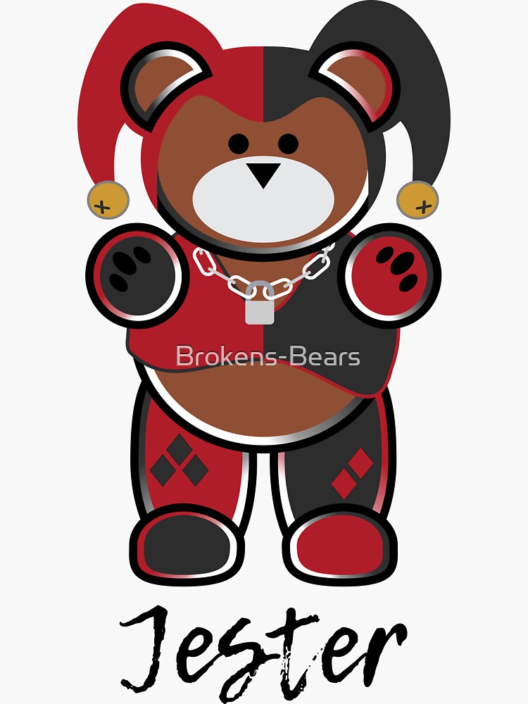 "Jester Bear" Sticker for Sale by Brokens-Bears | Redbubble
