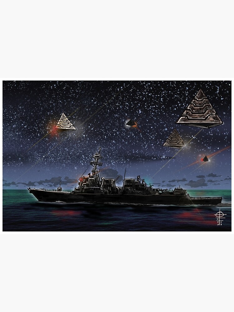 "USS RUSSELL encounter flying pyramids" Canvas Print by OlofRockner ...