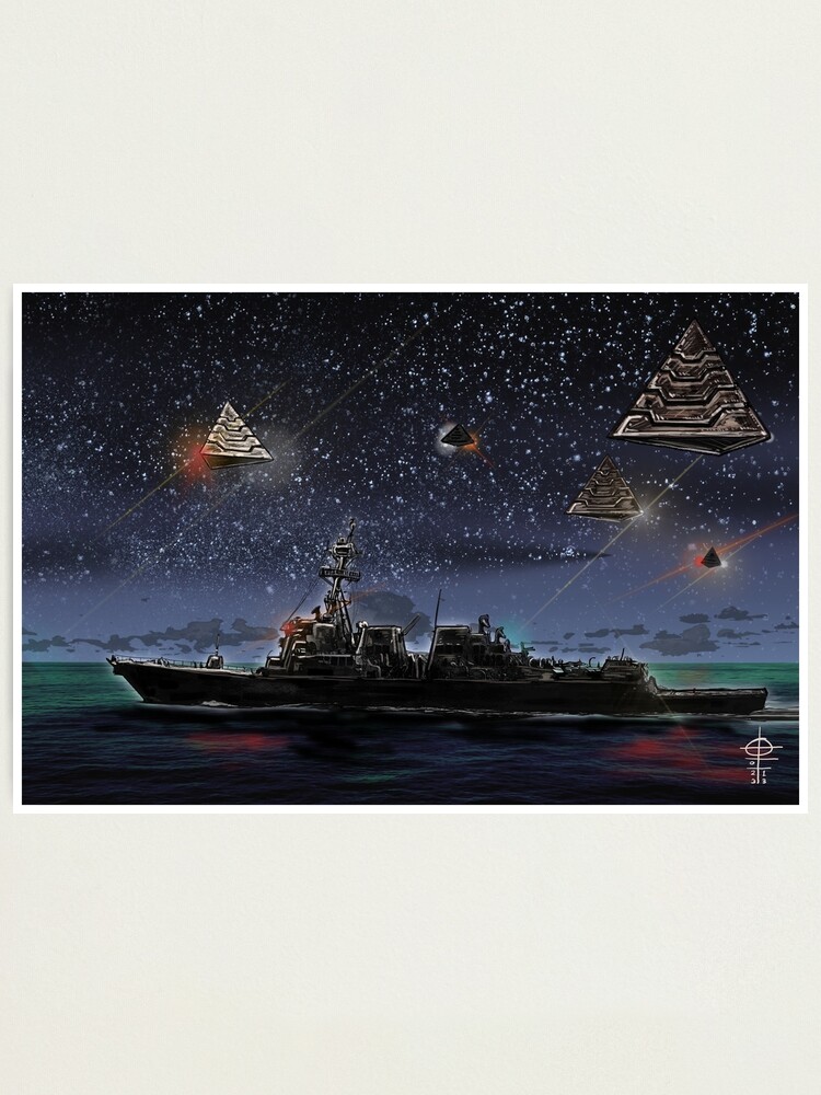 "USS RUSSELL encounter flying pyramids" Photographic Print for Sale by ...