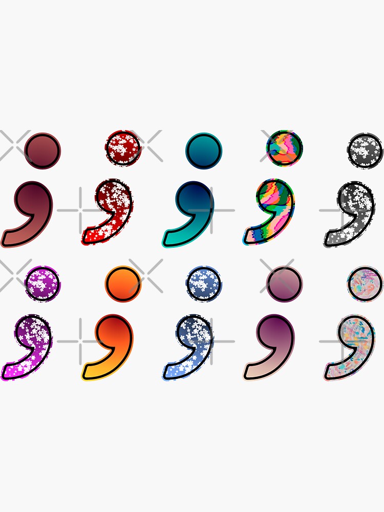 "Semicolon sticker pack " Sticker for Sale by spectre15arts | Redbubble