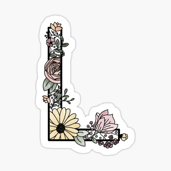 ""L" Floral Letter Sticker" Sticker for Sale by lilylou22 | Redbubble