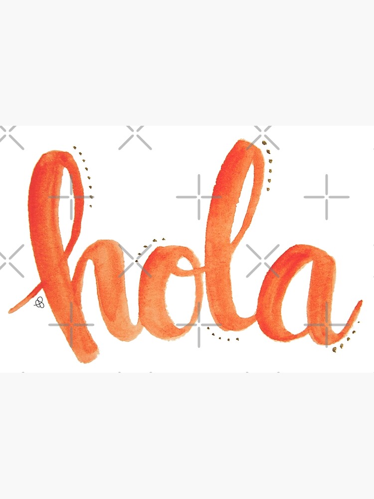 "Hola - Bright Orange Cursive Script Text" Poster by Elinaana | Redbubble