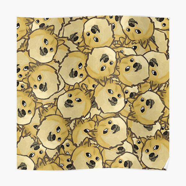 "Cute and Chibi-Style Doge From DogeCoin Head Design" Poster by AVIANC3 ...