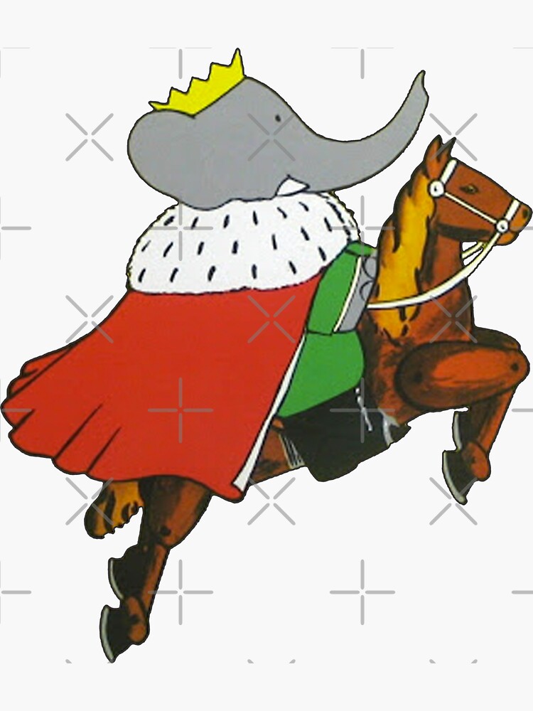 "Babar on a horse" Sticker for Sale by Sandra-store | Redbubble