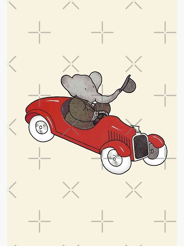 Babar Drives A Car Premium Matte Vertical Poster