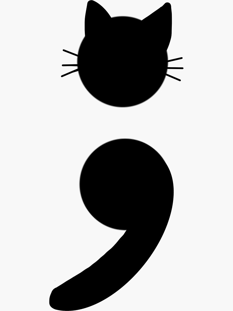 "Black Cat Semicolon" Sticker for Sale by monsoonegy | Redbubble