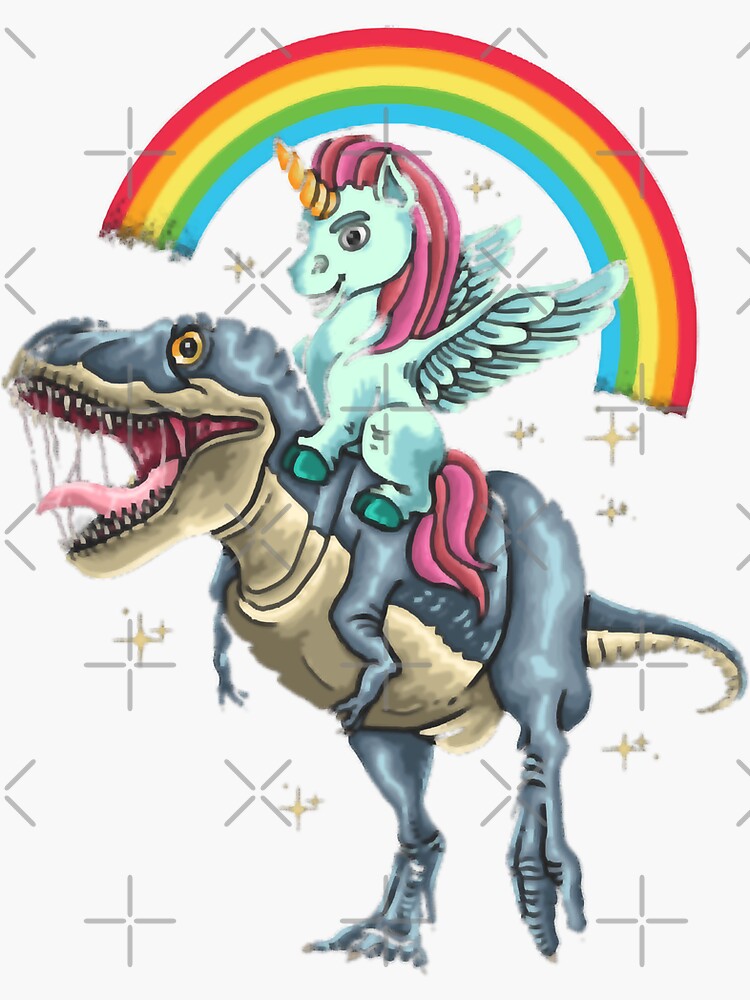 "Cool Unicorn Riding T Rex" Sticker for Sale by HumbleShirt | Redbubble