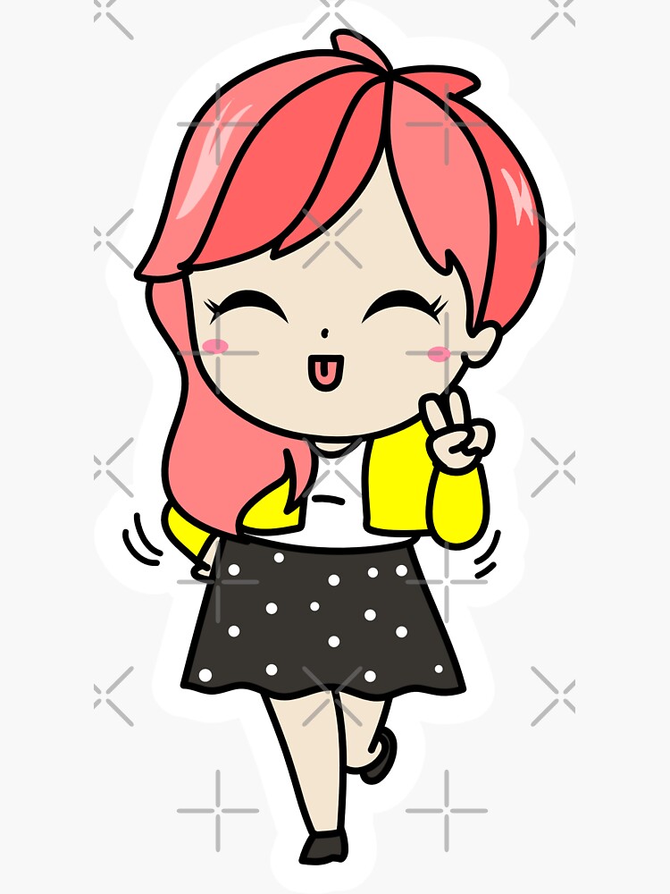 "Cute Kawaii Chibi Kpop Cartoon Girl Singer" Sticker for Sale by Kawaii ...