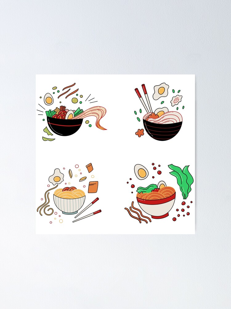 "Cute Ramen sticker pack - Ramen Lovers" Poster for Sale by CaitU ...