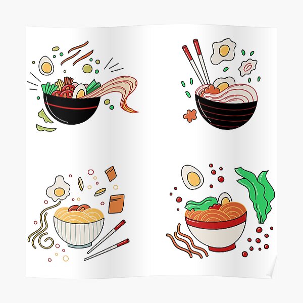 "Cute Ramen sticker pack - Ramen Lovers" Poster for Sale by CaitU ...