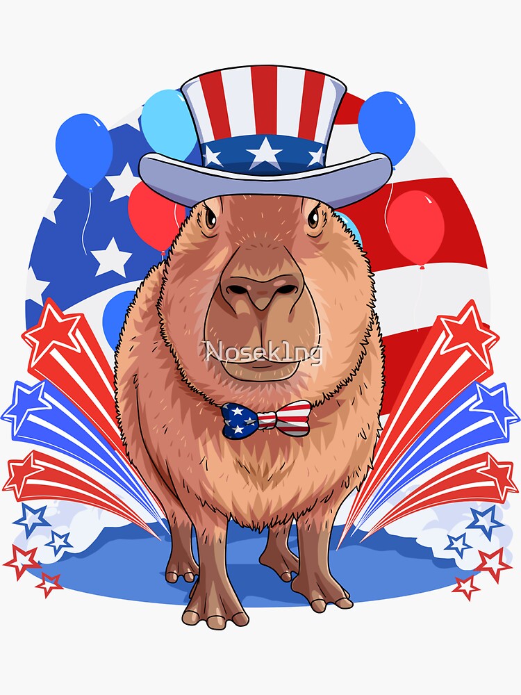 "Capybara Uncle Sam 4th Of July American Flag " Sticker for Sale by ...