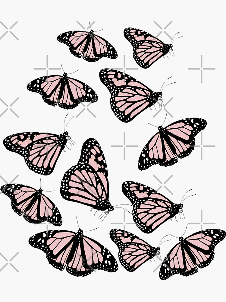 "Pink Butterfly sticker pack" Sticker by VibinPoodle | Redbubble