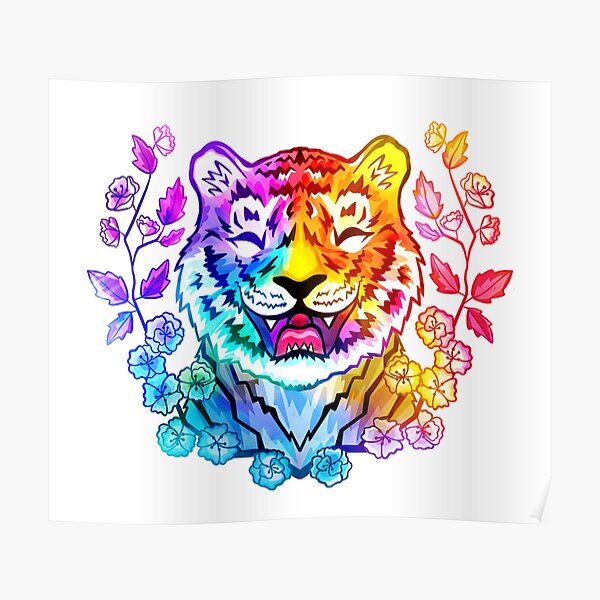 "Tiger Ray of Rainbows -TigaTiga" Poster by TigaTiga | Redbubble