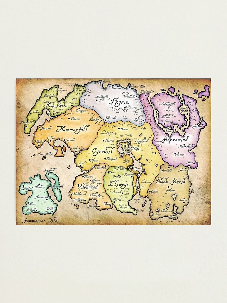 "Map of Tamriel" Photographic Print for Sale by Mominsminions | Redbubble