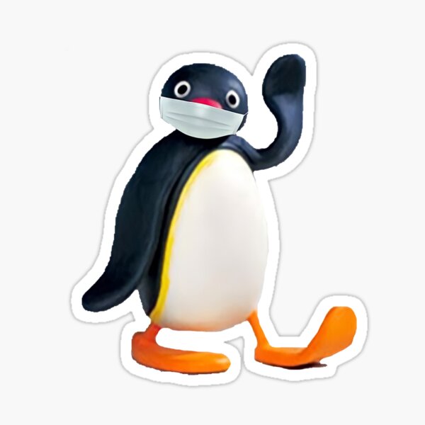 "Angry Pingu wearing Mask penguin Cute funny Official Merch" Sticker ...